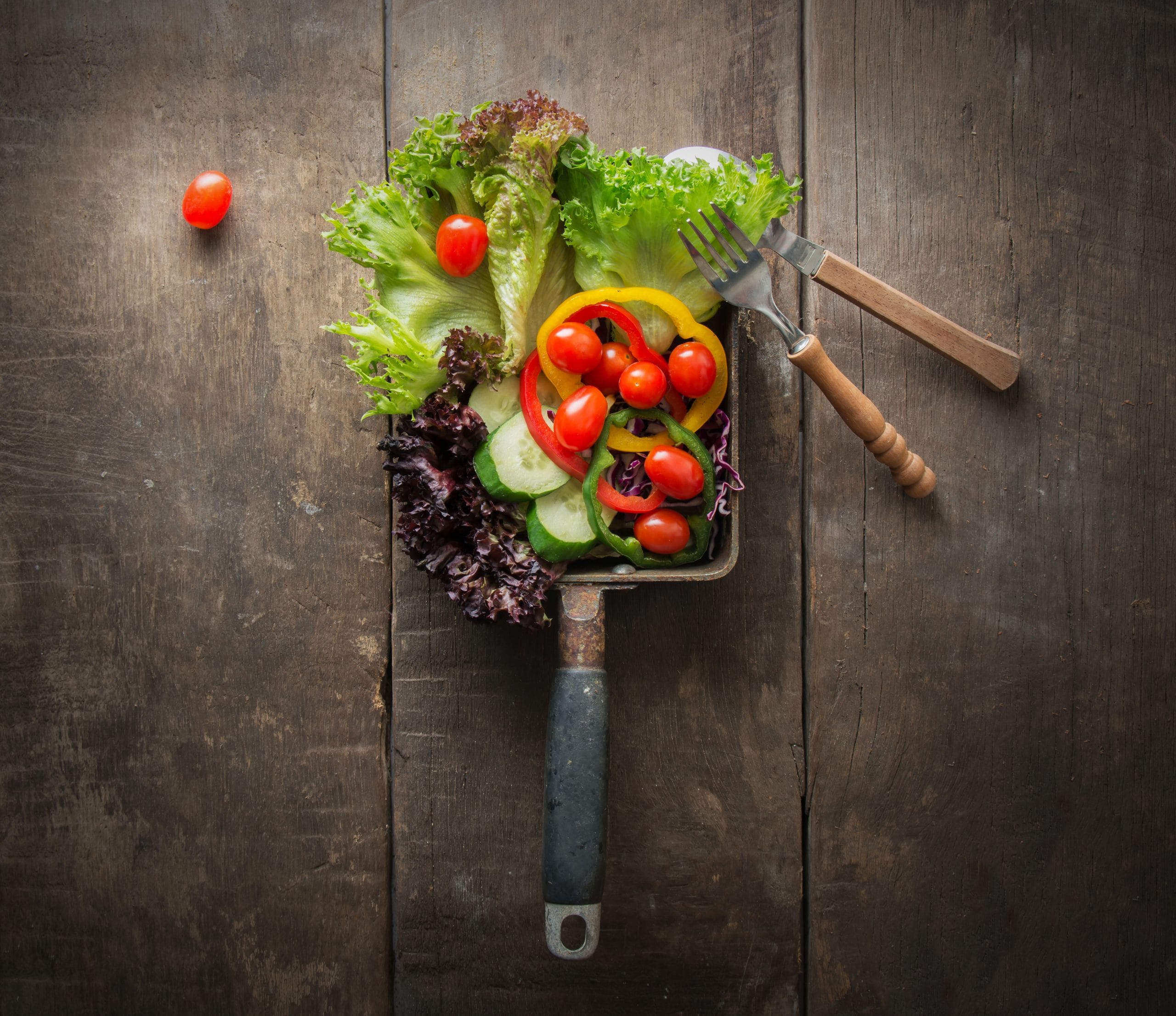 Top view of Salad veggie is breakfast for healthy,tomatoes,bell – Dr ...